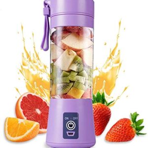 SAMADEX Portable Blender, Personal Mixer Fruit Ice Crushing Rechargeable with USB, Mini Blender for Smoothie, Fruit Juice, Milk Shakes, 13oz, Six 3D Blades for Great Mixing (Purple)