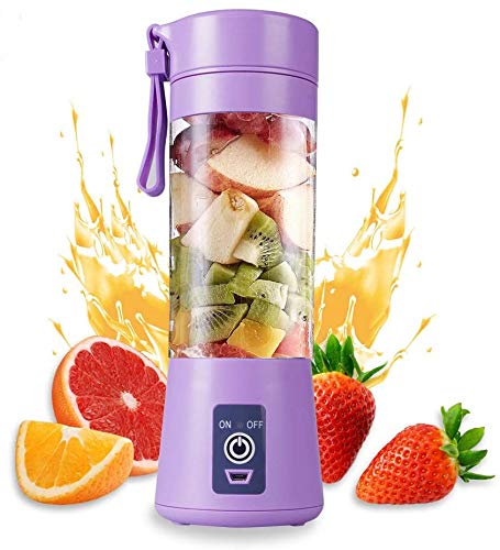 SAMADEX Portable Blender, Personal Mixer Fruit Ice Crushing Rechargeable with USB, Mini Blender for Smoothie, Fruit Juice, Milk Shakes, 13oz, Six 3D Blades for Great Mixing (Purple)