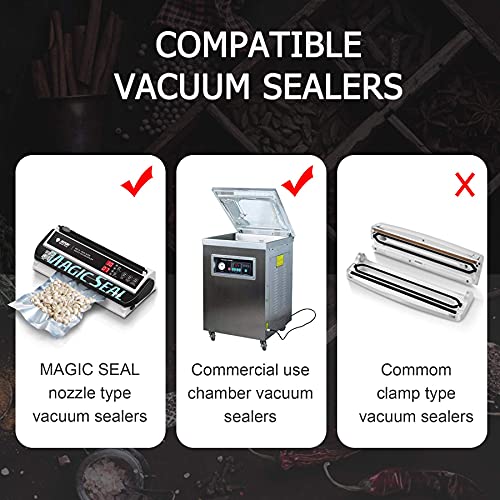 Chamber Machine Vacuum Pouches, MAGIC SEAL Vacuum Sealer Smooth Flat Bags, Size 8" x 12", Pack of 100 Pre-Cut - NOT Compatible with FoodSaver Type Vacuum Sealers, BPA Free