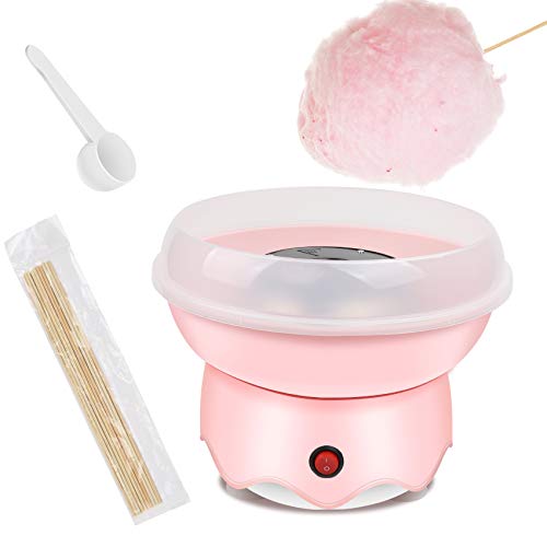 Outamateur Cotton Candy Machine,Homemade Cotton Candy Maker with Large Splash-Proof Plate,10 Bamboo Sticks and Sugar Scoop for Home Birthdays,Family Parties,Festivals,Weddings (Pink)