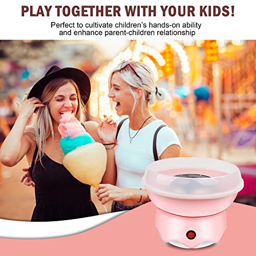 Outamateur Cotton Candy Machine,Homemade Cotton Candy Maker with Large Splash-Proof Plate,10 Bamboo Sticks and Sugar Scoop for Home Birthdays,Family Parties,Festivals,Weddings (Pink)