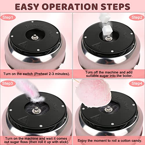 Outamateur Cotton Candy Machine,Homemade Cotton Candy Maker with Large Splash-Proof Plate,10 Bamboo Sticks and Sugar Scoop for Home Birthdays,Family Parties,Festivals,Weddings (Pink)