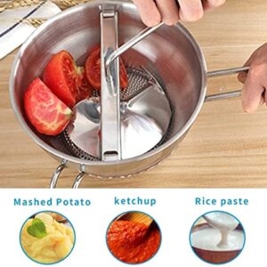 Stainless Food Mill With 3 Grinding Milling Discs&Handle, Durable Bowl Rotary Food Mill for Tomato Sauce, Applesauce, Puree, Mashed Potatoes, Baby Food, 1 Quart Capacity - Dishwasher Safe