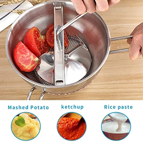 Stainless Food Mill With 3 Grinding Milling Discs&Handle, Durable Bowl Rotary Food Mill for Tomato Sauce, Applesauce, Puree, Mashed Potatoes, Baby Food, 1 Quart Capacity - Dishwasher Safe