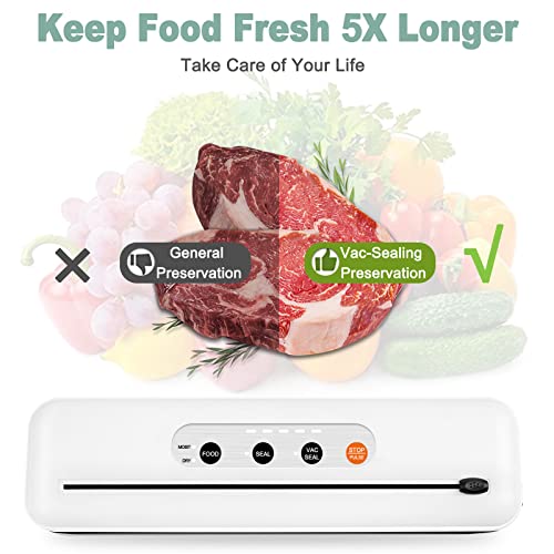 Toprime Vacuum Sealer Machine, 4-in-1 Automatic Vacuum Food Sealer One-touch VAC & SEAL for Food Preservation & Sous Vide with Full Starter Kits(White)