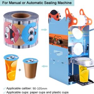 JIAWANSHUN Milk Cup Sealing Film Tea Cup Sealer Film 2500 Cups 90-105mm (3.5"- 4")