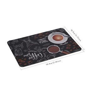 IKAPE Coffee Maker Mat, Dish Drying Coffee Mats for Kitchen Counter for Coffee Bar Accessories Protects Kitchen Countertops From Spills, Stains & Scratches - Can be Machine Washable (15.8” x 23.6”)