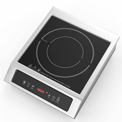 Portable Induction Cooktop, Countertop Burner Induction Hot Plate Electric for Cooking 1800W, 9 Temp Levels, 3 Hours Timer, Auto-Shut-Off, Touch Panel, LED Display, Auto Pot Detection, Child Safety Lock