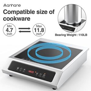 Portable Induction Cooktop, Countertop Burner Induction Hot Plate Electric for Cooking 1800W, 9 Temp Levels, 3 Hours Timer, Auto-Shut-Off, Touch Panel, LED Display, Auto Pot Detection, Child Safety Lock