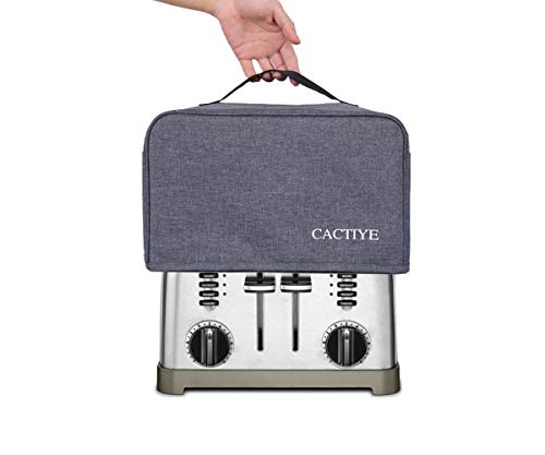 toaster Dust Cover with Pockets Compatible with Cuisinart 2 Slice Toaster, Can Hold Jam Spreader Knife & Toaster Tongs, Dust and Fingerprint Protection (12.5 * 10.5 * 7.5, gray)