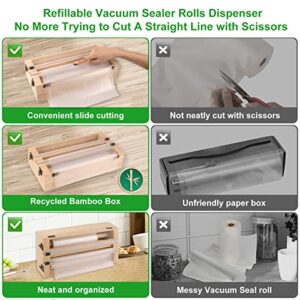 Refillable Vacuum Sealer Bags Dispenser, Rolls Keeper with Built-in Cutter, Come with 8'' and 11'' x 20’ Rolls for Food Saver, Commercial Grade, BPA Free and Heavy Duty