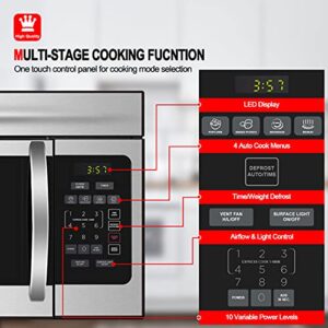 30 Inch Over-the-Range Microwave Oven, GASLAND Chef Over The Stove Microwave Oven with 1.6 Cu. Ft. Capacity, 1000 Watts, 120V, 13" Glass Turntable, 300 CFM in Stainless Steel, 13" Glass Turntable