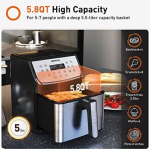 JOYOUNG Air Fryer 5.8QT Detachable Double Basket Air Fryers 1700W 13-in-1 Presets Airfryer One Touch LED Touchscreen Air Fryer Toaster Oven with Recipe