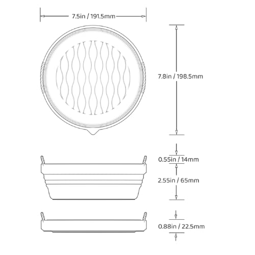 Foldable Air Fryer Silicone Pot, 7.5 Inch Air Fryer silicone liners Reusable Air Fryer Basket, Non-Stick Food Safe Air Fryer Oven Accessories