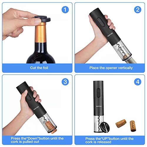 Electric Wine Bottle Opener Set, Automatic Battery Operated Wine Opener Contains Corkscrew for Wine Bottle, Wine Foil Cutter,Wine Stopper, Wine Pourer, Wine Accessories 4-in-1 Gift For Women