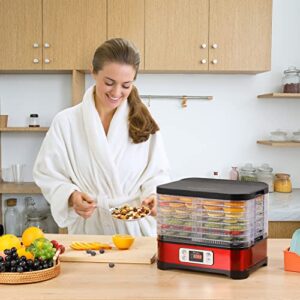 Homdox Food Dehydrator Machine, Dehydrators for Food and Jerky with Fruit Roll Sheet + 8 Trays + 400W Digital Timer and Temperature Control (95ºF-158ºF), BPA Free Red(2023 Newest)