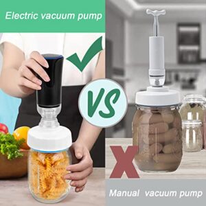 Mason Jar Electric Vacuum Sealer, Portable Food Vacuum Sealer Kit, Attachment Hose Compatible Vacuum Sealer Jars, for Regular Mouth and Wide Mouth Mason Jars with Electric Vacuum Pump and Lid opener