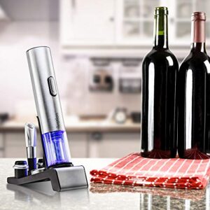 Ivation 6-in-1 Wine Gift Set – Wine Lover’s Dream Includes Stainless Steel Electric Wine Bottle Opener, Electric Vacuum Wine Preserver, 2 Dated Cork Stoppers, Bonus Foil Cutter & Charging Base