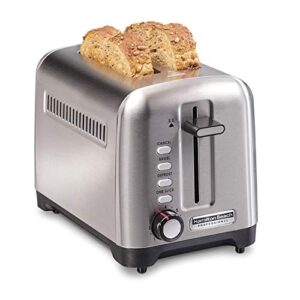 hamilton beach professional 22991 toaster with deep & wide slots for artisan bread & bagel and sure-toast technology, auto shutoff, 2-slice, stainless steel