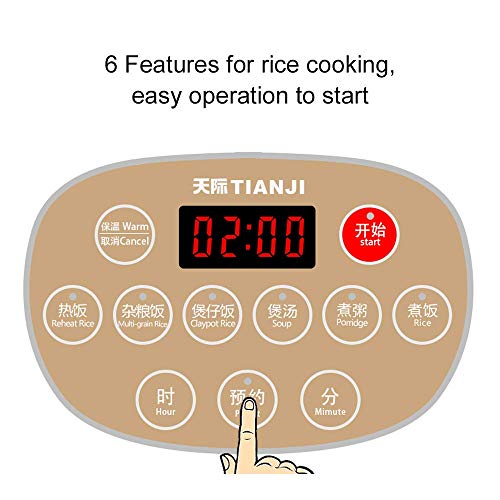 Tianji Electric Rice Cooker FD30D with Ceramic Inner Pot, 6-cup(uncooked) Makes Rice, Porridge, Soup,Brown Rice, Claypot rice, Multi-grain rice,3L