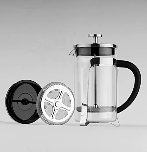 SIXAQUAE French Fress Coffee Maker，Stainless Steel Coffee Press,Durable Coffee Pot With Scale Line,4 Level Filtration System,Heat Resistant Borosilicate Glass,34oz