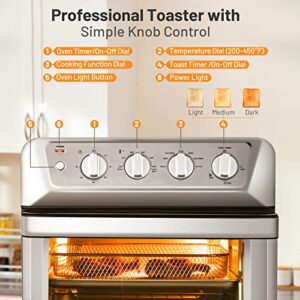 MEDIMALL 21.5 QT Air Fryer Toaster Oven, 7-in-1 Air Fryer Oven Combo w/ Timer, Auto Shut-off, Accessories Recipe, Stainless Steel Convection Countertop Oven for Bake, Broil, Toast, Reheat, Fry