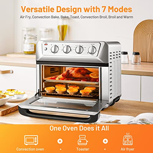 MEDIMALL 21.5 QT Air Fryer Toaster Oven, 7-in-1 Air Fryer Oven Combo w/ Timer, Auto Shut-off, Accessories Recipe, Stainless Steel Convection Countertop Oven for Bake, Broil, Toast, Reheat, Fry