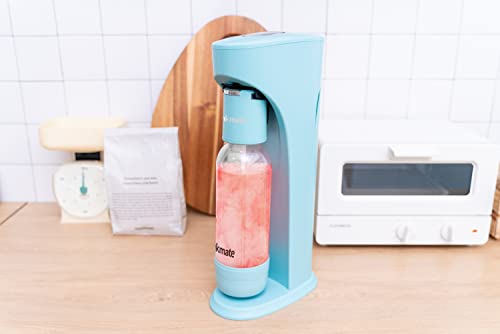 DrinkMate OmniFizz Sparkling Water and Soda Maker, Carbonates Any Drink, with 3 oz CO2 Test Cylinder (Arctic Blue)