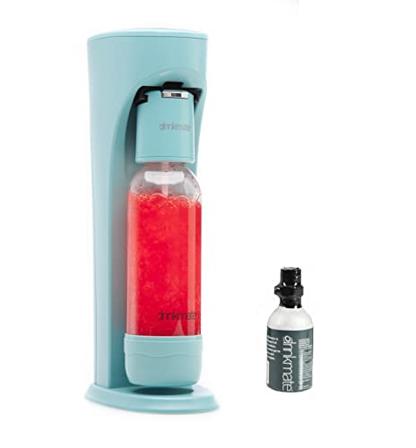 DrinkMate OmniFizz Sparkling Water and Soda Maker, Carbonates Any Drink, with 3 oz CO2 Test Cylinder (Arctic Blue)