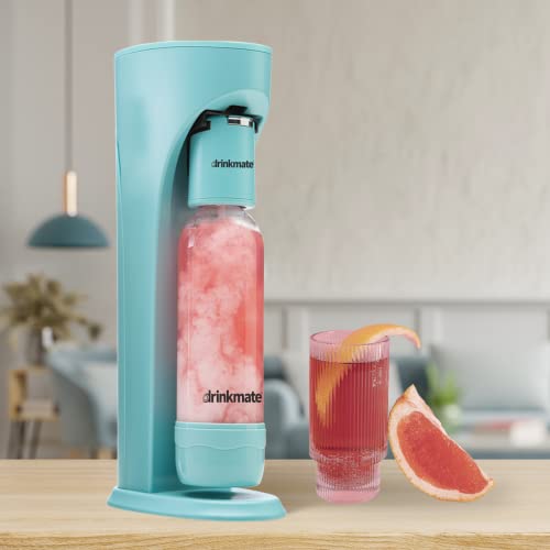 DrinkMate OmniFizz Sparkling Water and Soda Maker, Carbonates Any Drink, with 3 oz CO2 Test Cylinder (Arctic Blue)