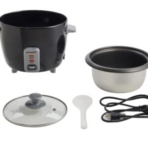 Servappetit 8 Cup Rice Cooker For Any Size Meal, Dishwasher safe, Removable Pot and Lid, Non-stick coating, Black