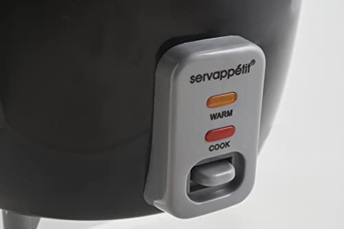 Servappetit 8 Cup Rice Cooker For Any Size Meal, Dishwasher safe, Removable Pot and Lid, Non-stick coating, Black