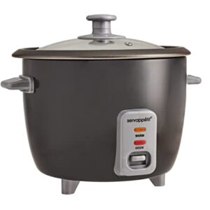 Servappetit 8 Cup Rice Cooker For Any Size Meal, Dishwasher safe, Removable Pot and Lid, Non-stick coating, Black