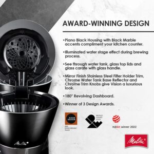 Melitta Vision Marble Black Drip Coffee Maker Luxe Automatic 12-Cup Programmable Coffee Maker