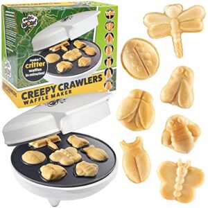 the original creepy crawly bug waffle maker – make 7 fun different insect shaped pancakes including a beetle, lady bug, bee & more- electric non-stick waffler, fun gift or breakfast treat for kids