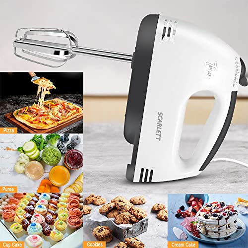 7 Speed Electric Hand Mixer Electric, whisk kitchen food baking, 4 Chrome-plated Steel Accessories for Easy Whipping Easy Whipping Cream Cake Cookies