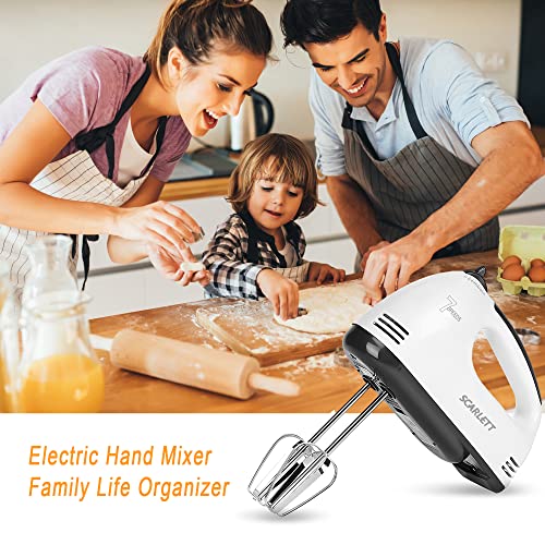 7 Speed Electric Hand Mixer Electric, whisk kitchen food baking, 4 Chrome-plated Steel Accessories for Easy Whipping Easy Whipping Cream Cake Cookies