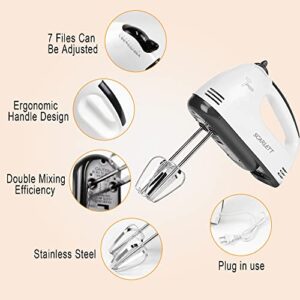 7 Speed Electric Hand Mixer Electric, whisk kitchen food baking, 4 Chrome-plated Steel Accessories for Easy Whipping Easy Whipping Cream Cake Cookies