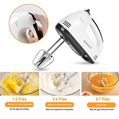 7 Speed Electric Hand Mixer Electric, whisk kitchen food baking, 4 Chrome-plated Steel Accessories for Easy Whipping Easy Whipping Cream Cake Cookies