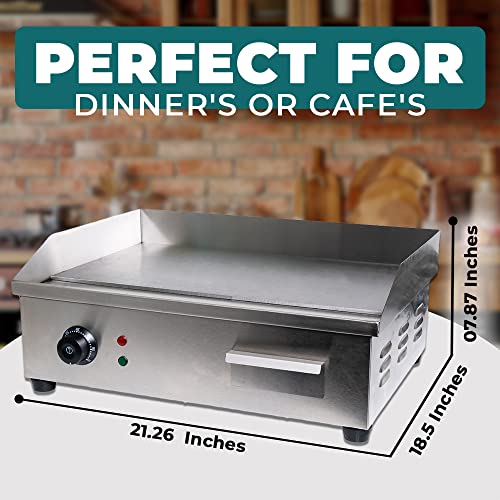 WYZworks Commercial Electric Indoor Grill Countertop Steak Oven Griddle Plancha Adjustable Chef Thermostatic Control Hot Plate 110V