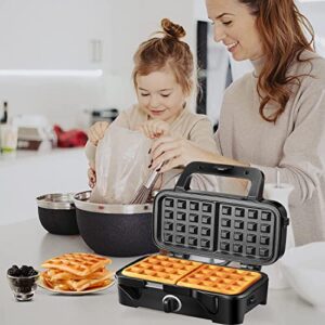 CH66 Waffle Maker 3 in 1 Sandwich Maker, 1200W Waffle Iron with Removable Plates, LED Indicator Lights and 5 Temperature Control, Cool Touch Handle Easy to Clean, Silver 11.2*9.01*4.64 inch