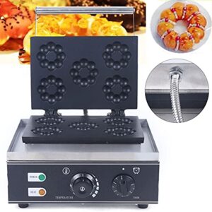 Commercial Non-Stick Waffle Donut Machine Plum Flower 5 Holes Double-Sided 1500W Electric Doughnut Maker For Baking Delicious Donuts