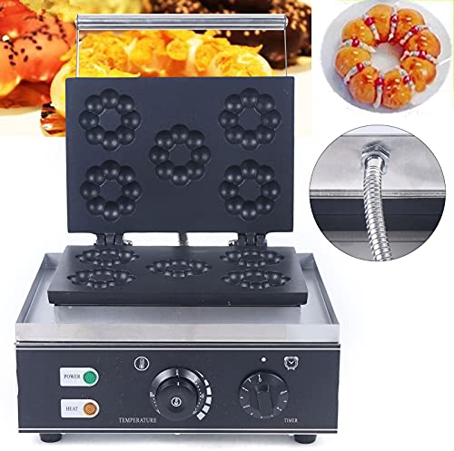 Commercial Non-Stick Waffle Donut Machine Plum Flower 5 Holes Double-Sided 1500W Electric Doughnut Maker For Baking Delicious Donuts