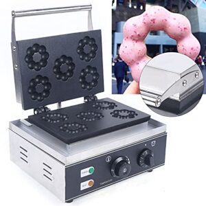 Commercial Non-Stick Waffle Donut Machine Plum Flower 5 Holes Double-Sided 1500W Electric Doughnut Maker For Baking Delicious Donuts