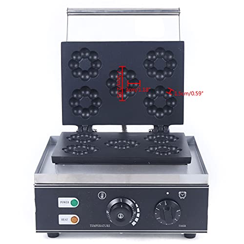 Commercial Non-Stick Waffle Donut Machine Plum Flower 5 Holes Double-Sided 1500W Electric Doughnut Maker For Baking Delicious Donuts