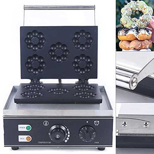 Commercial Non-Stick Waffle Donut Machine Plum Flower 5 Holes Double-Sided 1500W Electric Doughnut Maker For Baking Delicious Donuts