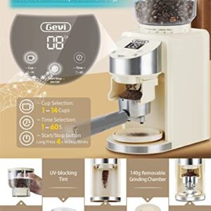 Gevi 20 Bar Compact Professional Espresso Coffee Machine with Milk Frother for Espresso, Latte and Cappuccino Burr Coffee Grinder with 35 Precise Grind Settings, Beige