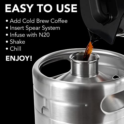 VINCI Nitro Cold Brew Maker Stainless Steel Home Brew Nitrogen Infusion Coffee Keg System Easy One Handed Dispensing System Includes Drip Mat