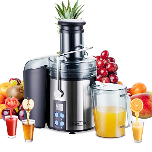 Juicer Machines, Kognita LCD Monitor 1100W Centrifugal Juicer with 3'' Big Mouth Feed Chute, Anti-drip, Tainless-steel Filter Easy Clean Included Brush