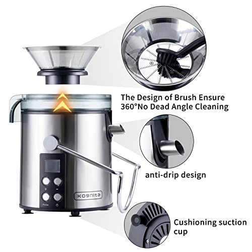 Juicer Machines, Kognita LCD Monitor 1100W Centrifugal Juicer with 3'' Big Mouth Feed Chute, Anti-drip, Tainless-steel Filter Easy Clean Included Brush